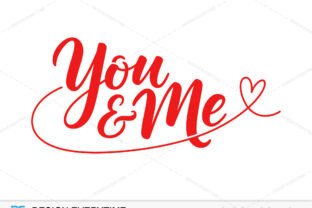 You and Me Red Script Lettering Design Graphic by DesignEverytime ...