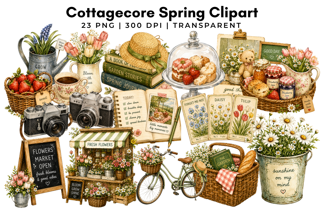 23 Cottagecore Spring Clipart PNG Graphic by SnapBloomCo · Creative Fabrica