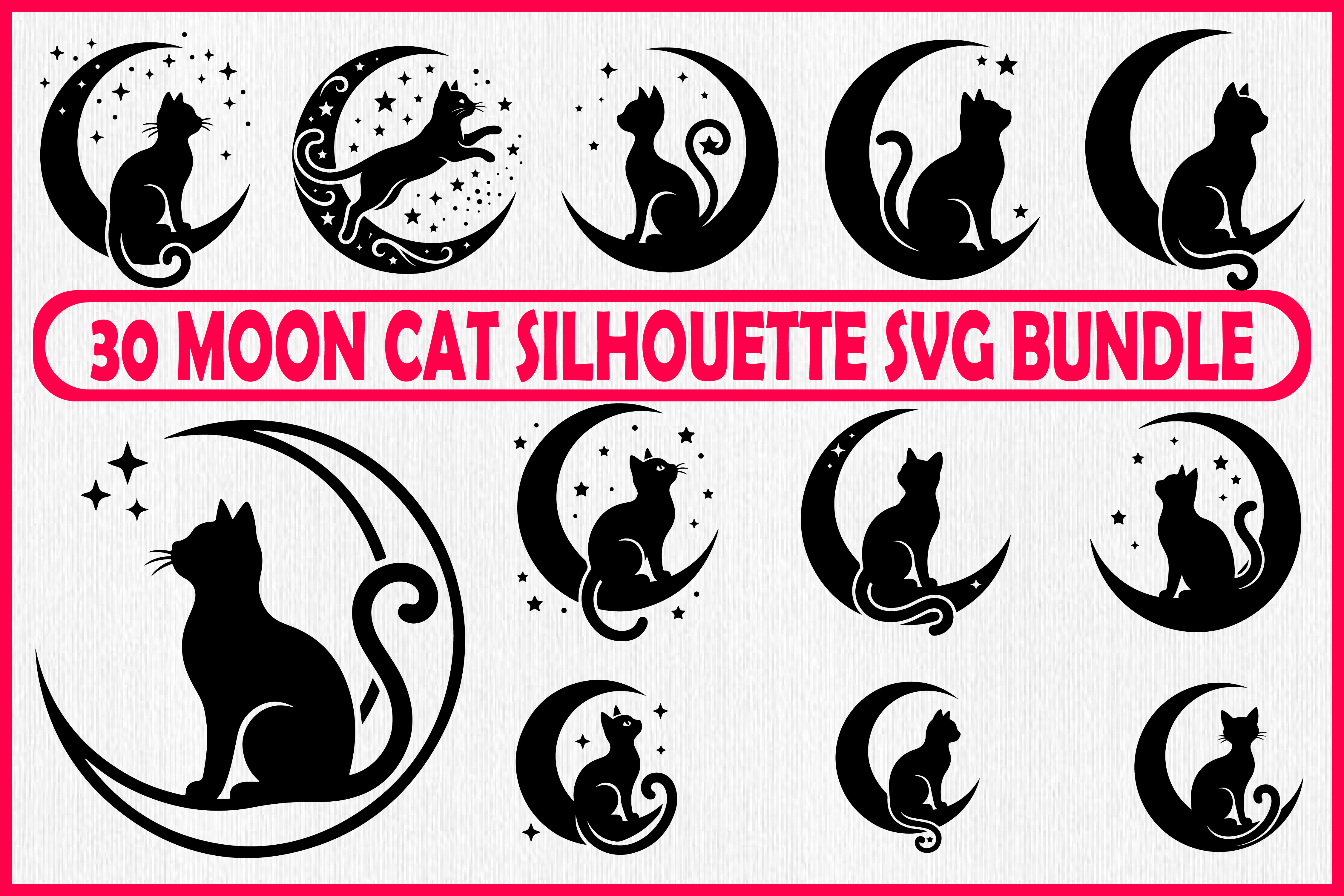 30 Moon Cat Silhouette SVG Bundle Graphic by GFX_Asmany · Creative Fabrica
