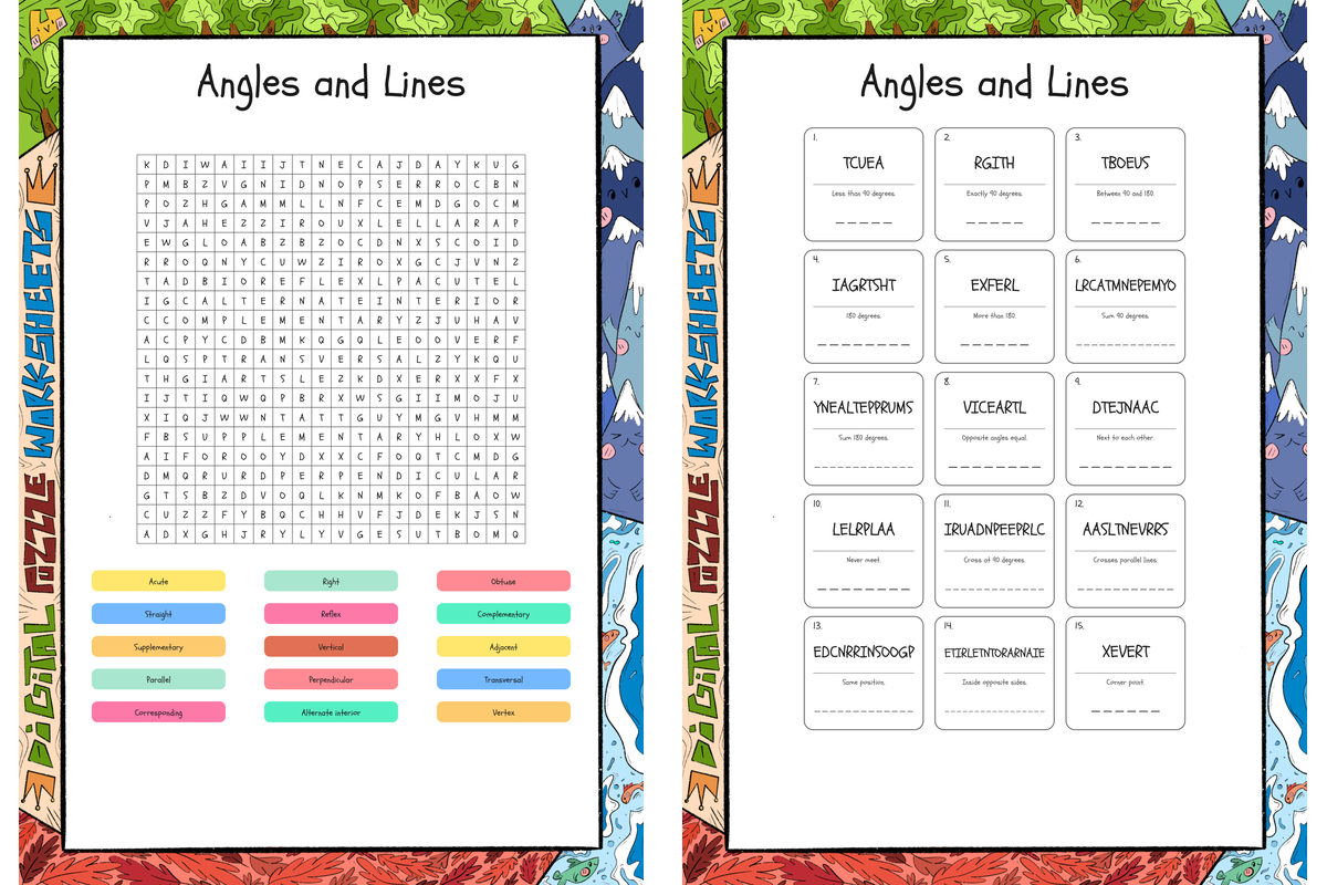 Angles and Lines Word Search Puzzle, Scr Graphic by lapiiin art ...