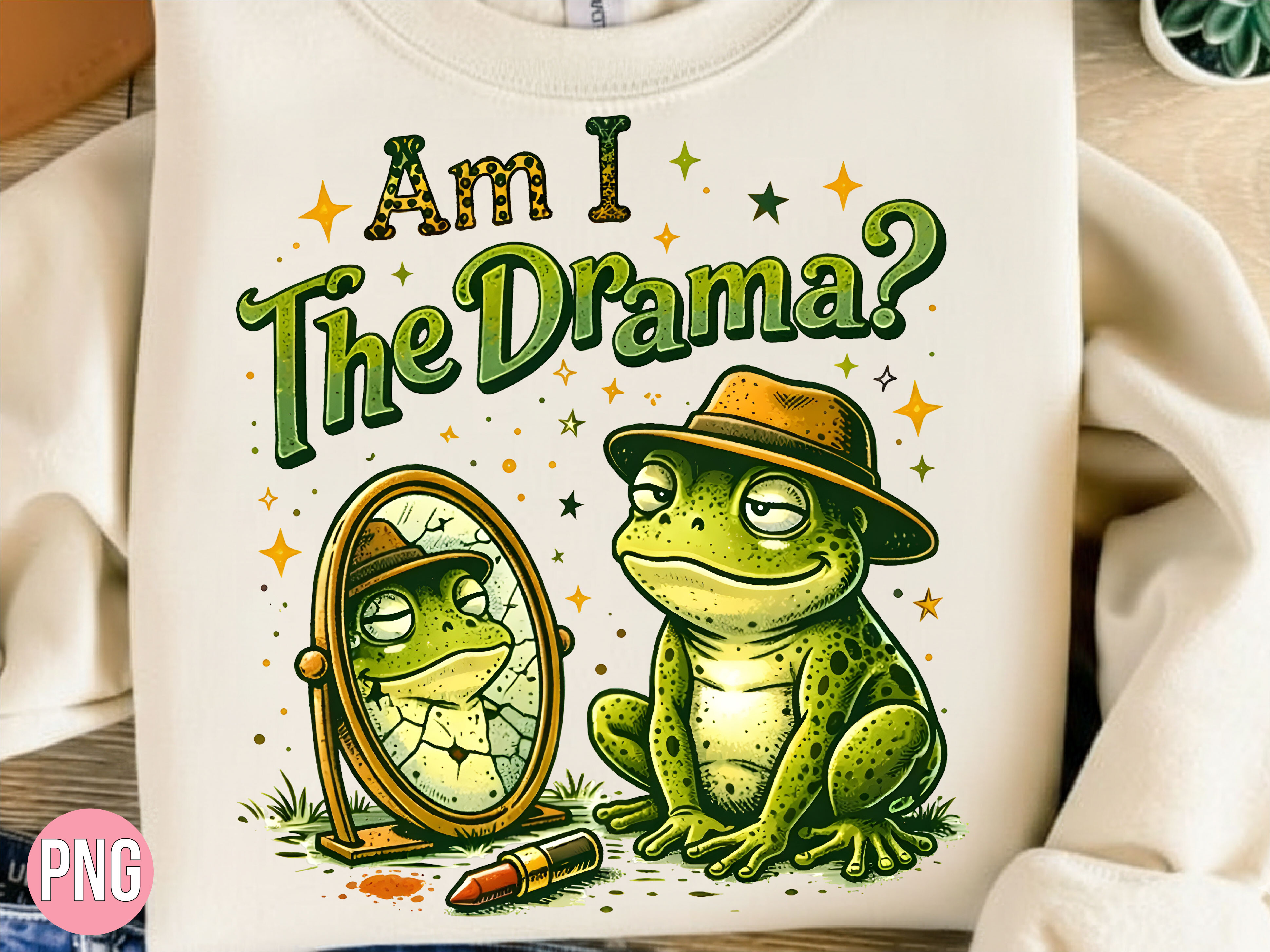 Animal Funny Frog Mirror Drama PNG SHIRT Graphic by MOON CREATION ...