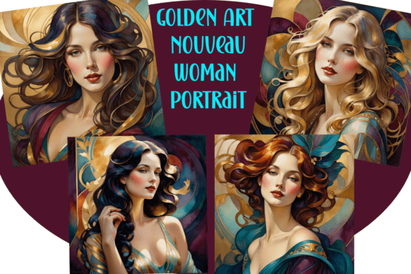 Art Nouveau Portrait Digital Art Gold Graphic by Annie's AI Art ...