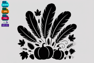 Autumn Feathers Pumpkins Leaves SVG Graphic by Creative Ullash ...