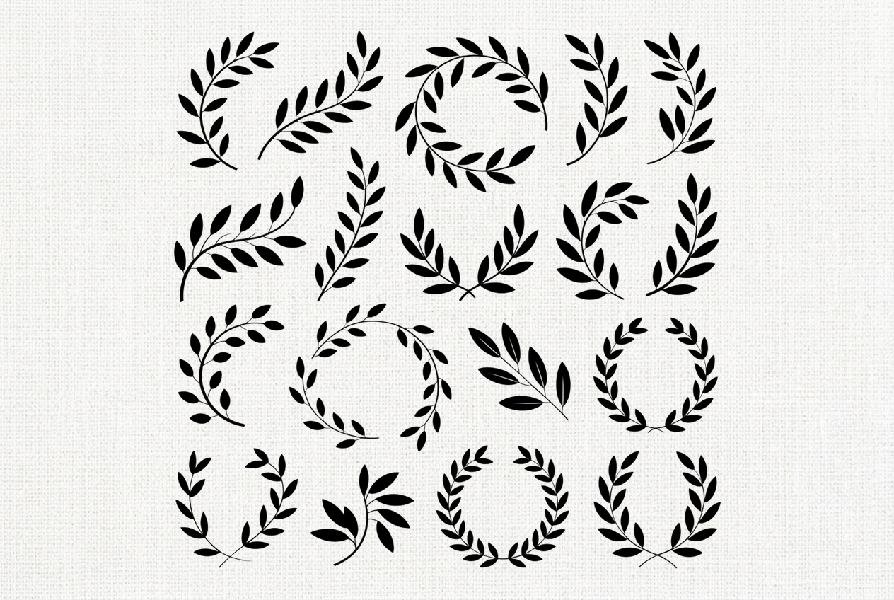 Black Laurel Wreath SVG Clipart Bundle Graphic by rabiulalam97677 ...