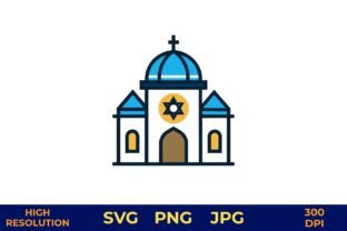 Blue Synagogue Vector with Jewish Graphic by designcrafts · Creative ...