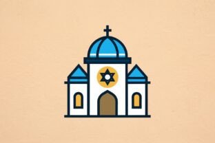 Blue Synagogue Vector with Jewish Graphic by designcrafts · Creative ...