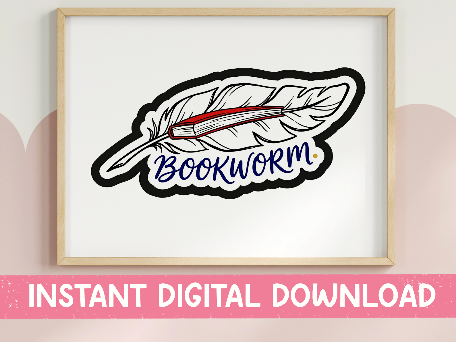 Bookworm Feather Pen SVG Graphic by October Second · Creative Fabrica