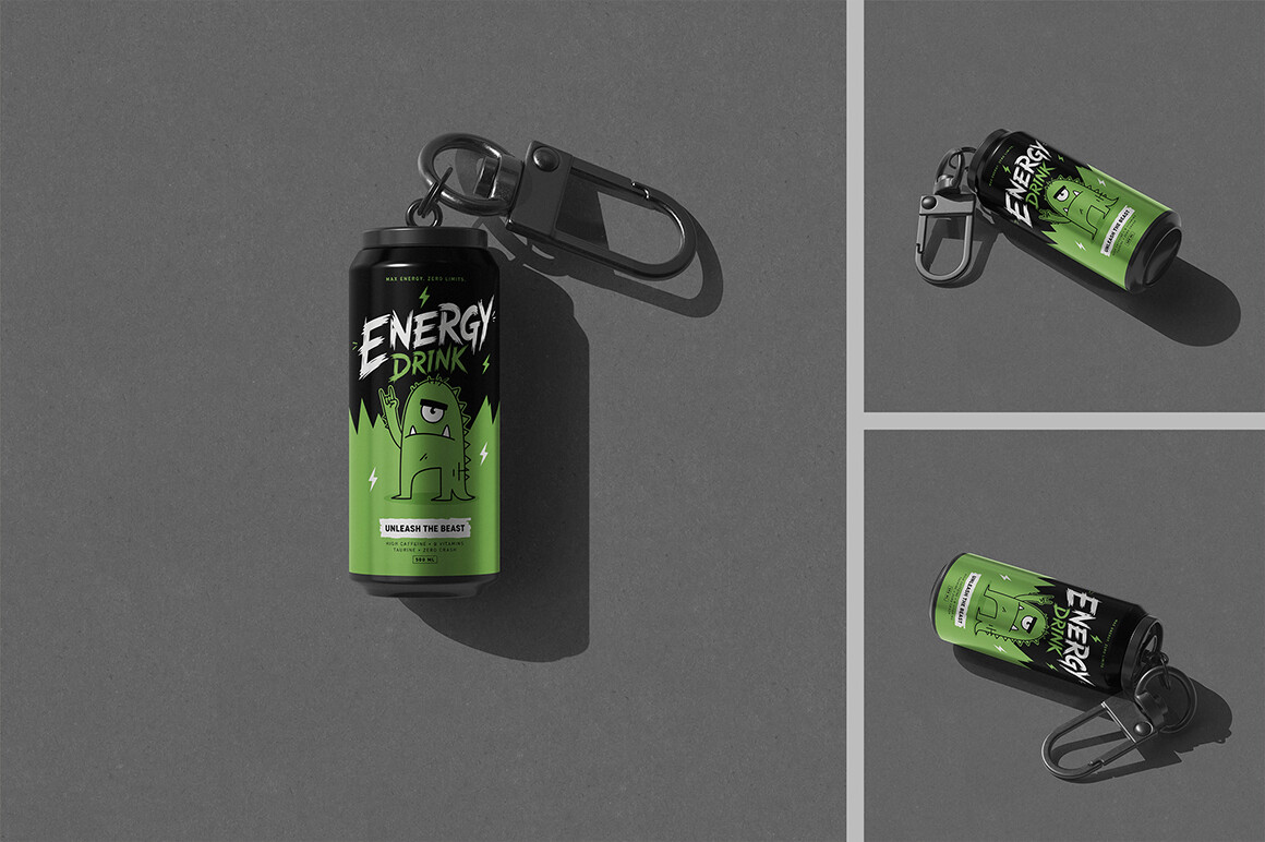 Can Keychain with Carabiner Clip Mockup Graphic by x-and-r · Creative ...
