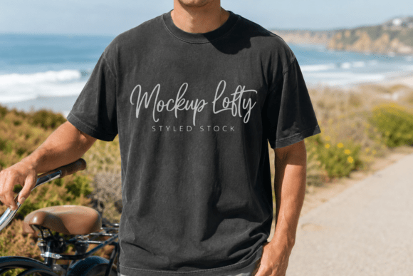 215 Male Crimson Comfort Colors 1717 Beach Mockup Designs & Graphics