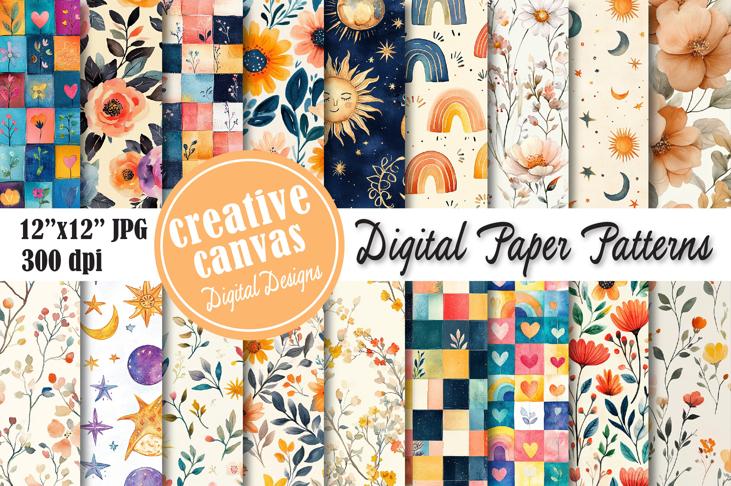 Cute Boho Seamless Pattern Collection Graphic by Creative Canvas ...