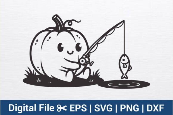 Cute Pumpkin Fishing SVG Spooky Haloween Graphic by rubelcldesign ...