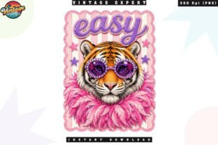 Cute Tiger with Glasses Patchwork PNG Graphic by Vintage Expert ...