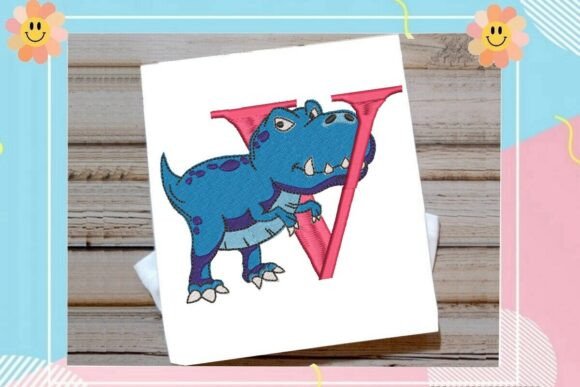 Dinosaur Monogram Alphabet Letter V · Creative Fabrica