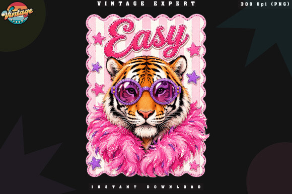 Easy Tiger Coquette Patchwork PNG Graphic by Vintage Expert · Creative ...
