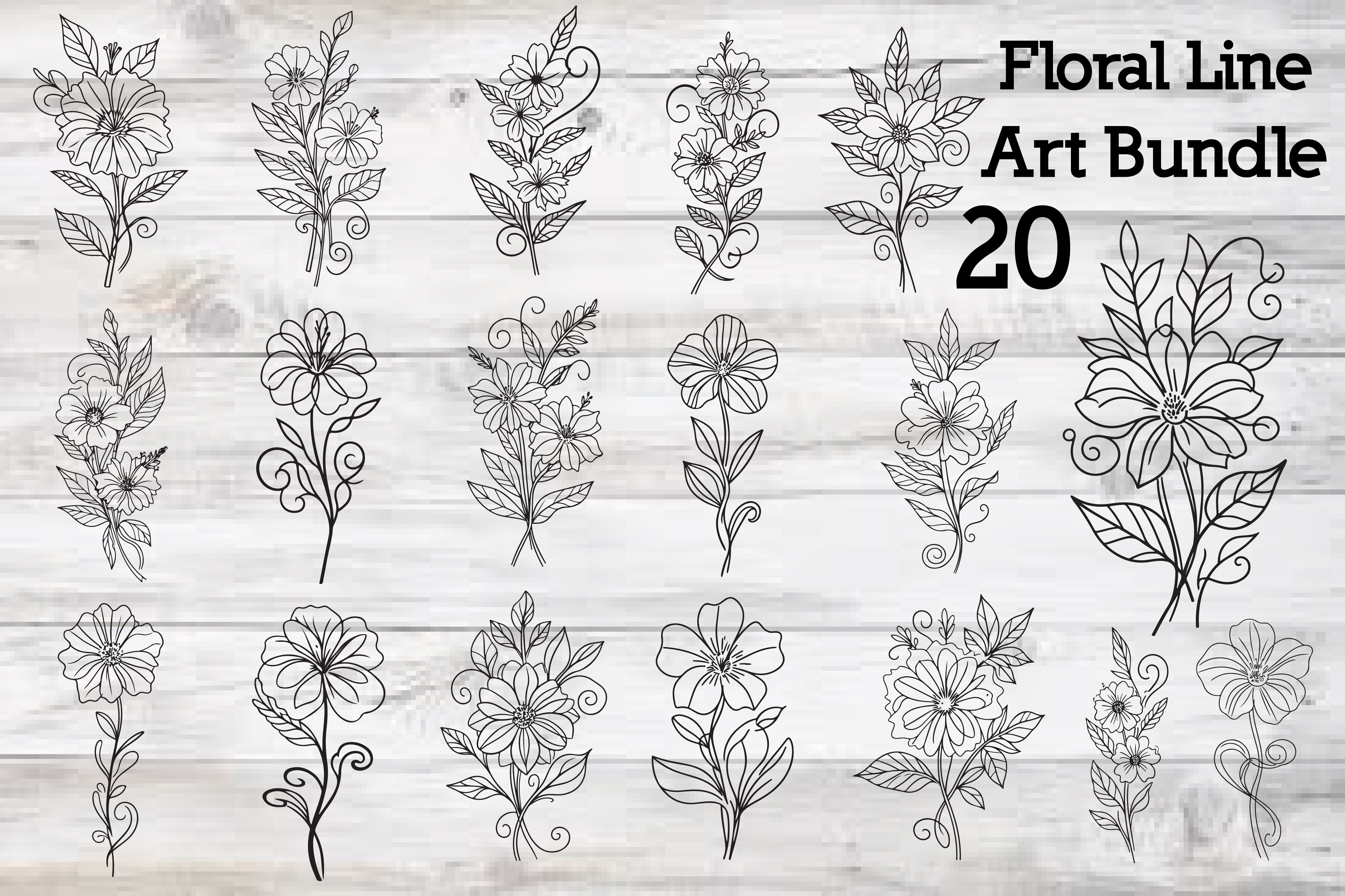 Floral Line Art Bundle Graphic by kaziaftaburrahman70 · Creative Fabrica
