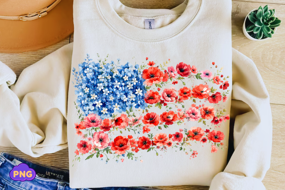 Floral USA Flag 250th Anniversary PNG Graphic by Sun.Svg · Creative Fabrica