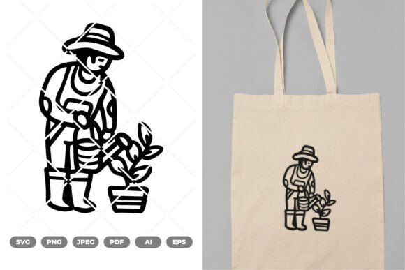 Gardening Man SVG & Clipart Graphic by PIN Crafter · Creative Fabrica