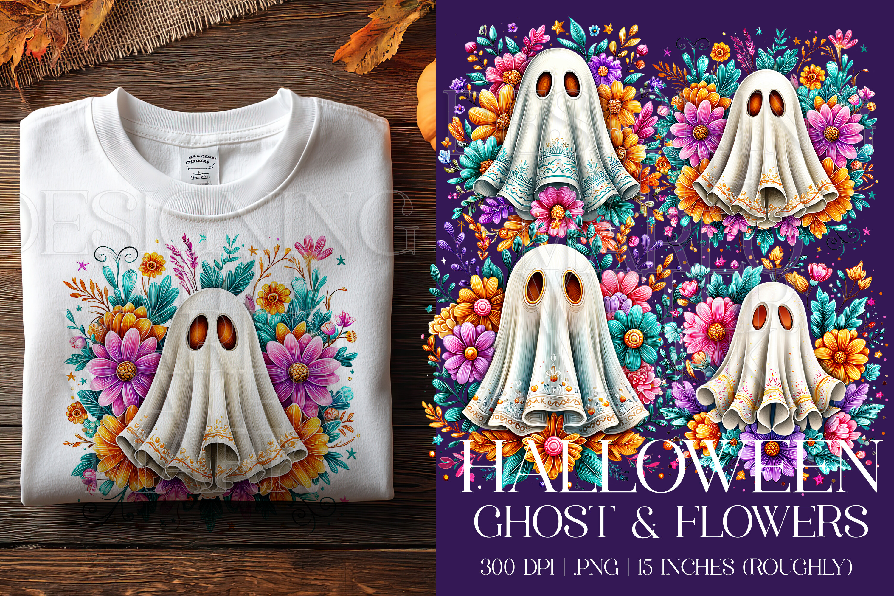 Ghost Flowers Sublimation PNG Graphics 2 Graphic by Designing with ...