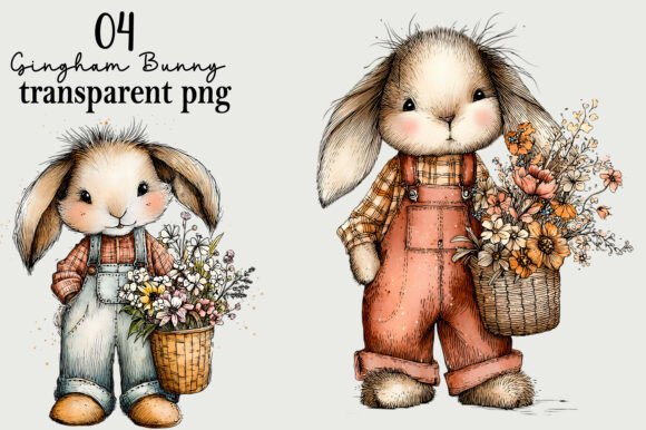 Gingham Bunny Clipart PNG Graphic by Design December · Creative Fabrica