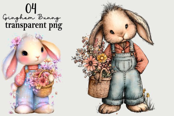 Gingham Bunny Clipart PNG Graphic by Design December · Creative Fabrica