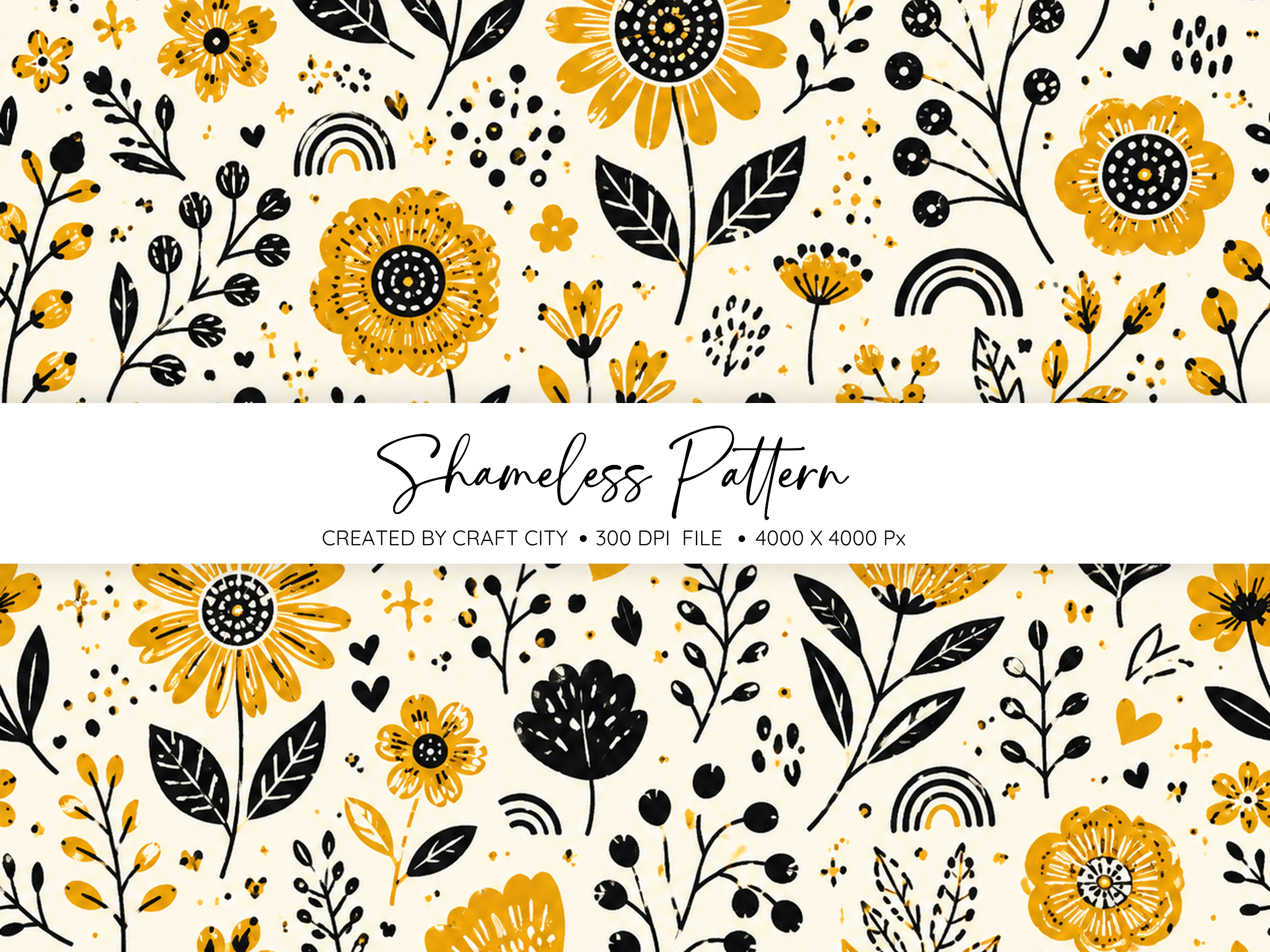 Golden Wildflower Garden Pattern Graphic by Craftcity · Creative Fabrica