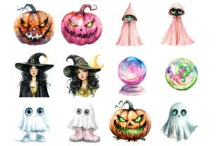 Halloween Magic Pack Watercolor Clipart Graphic by Cute Paw · Creative ...