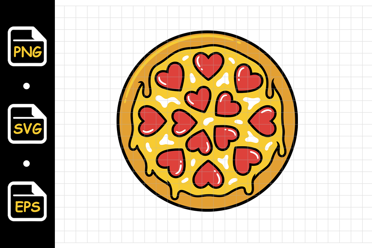 Heart Shaped Pepperoni Pizza Valentine Graphic by Lalamooo · Creative ...