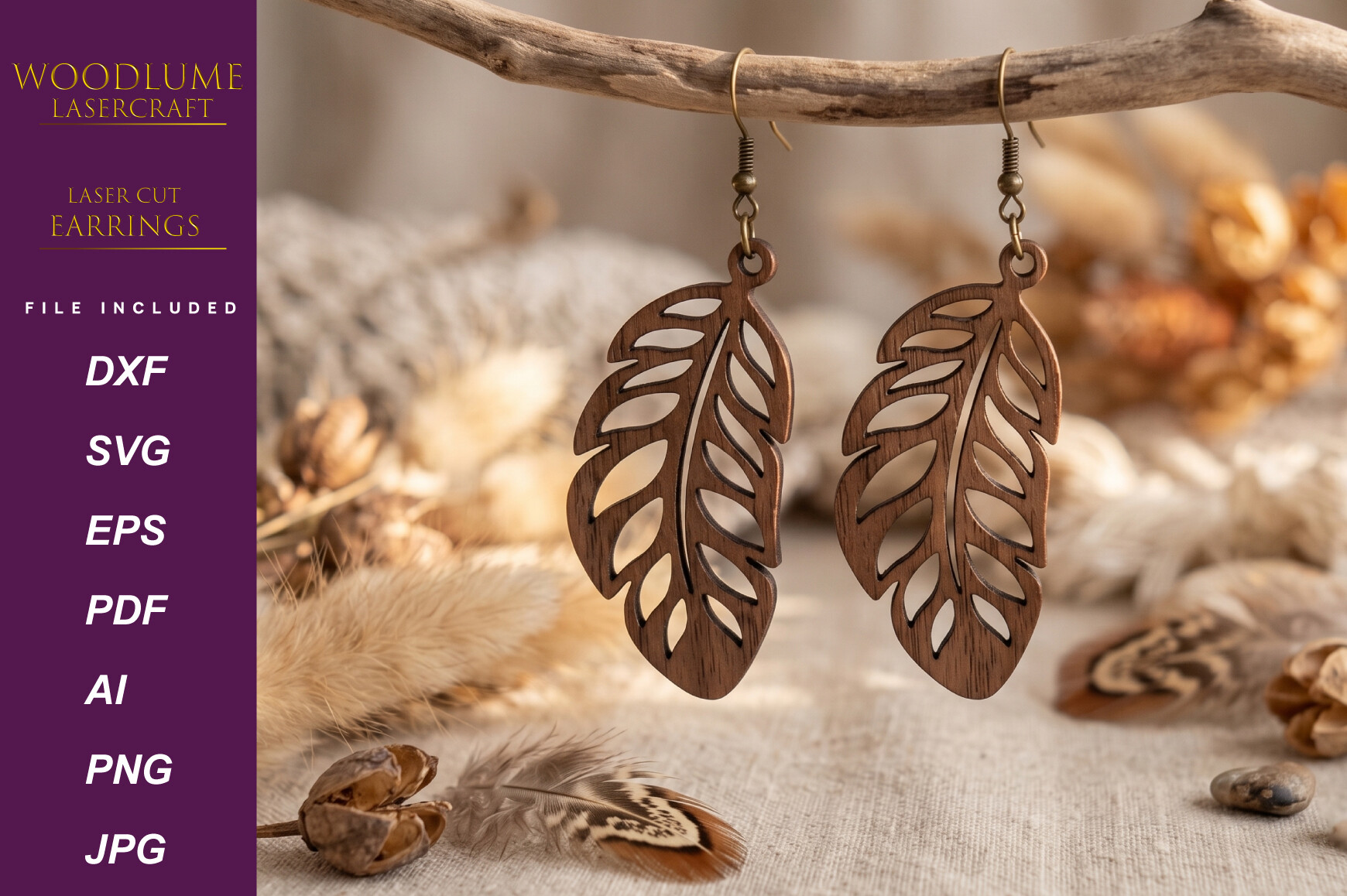 Laser Cut Feather Earring SVG · Creative Fabrica