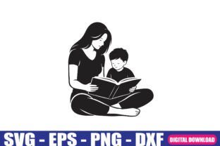 Mother Reading with Child SVG Graphic by Sazzadh · Creative Fabrica