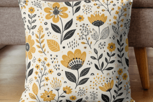 Mustard Botanical Folk Art Pattern Graphic by Craftcity · Creative Fabrica