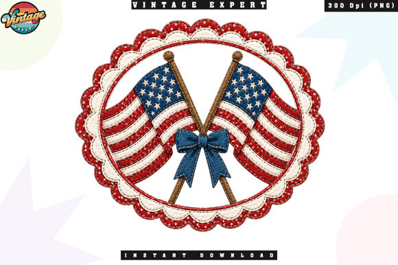 Patriotic American Flag Badge PNG Graphic by Vintage Expert · Creative ...