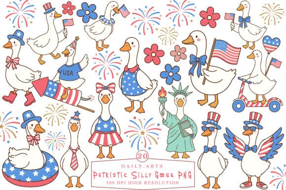 Patriotic Silly Goose PNG Clipart Bundle Graphic by daily.arts ...