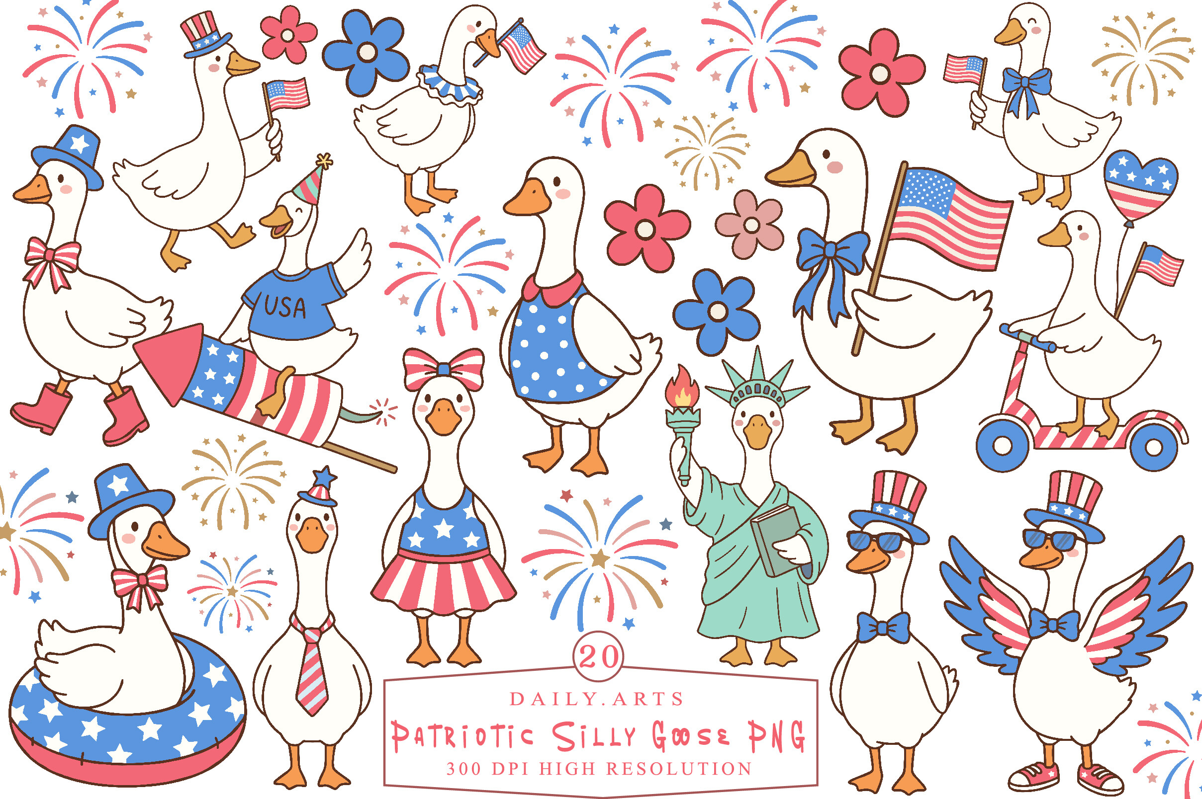 Patriotic Silly Goose PNG Clipart Bundle Graphic by daily.arts ...