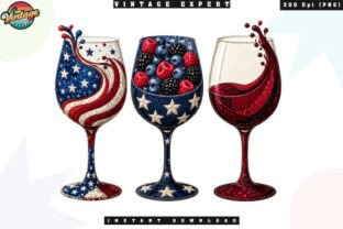 Patriotic Wine Glasses Patchwork PNG Graphic by Vintage Expert ...
