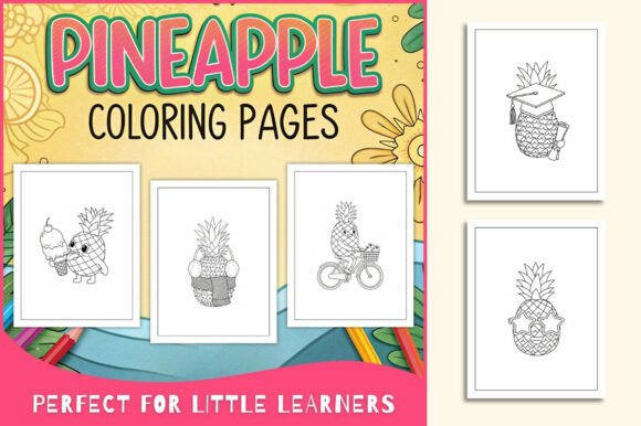 Pineapple Coloring Pages for Kids Graphic by TheStudyKits · Creative ...