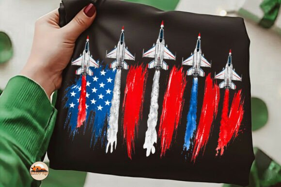 Red White Blue 4th July Fighter Jet Png Graphic by SLEEPY FOX ...