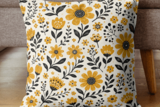 Retro Mustard Daisy Garden Pattern Graphic by Craftcity · Creative Fabrica