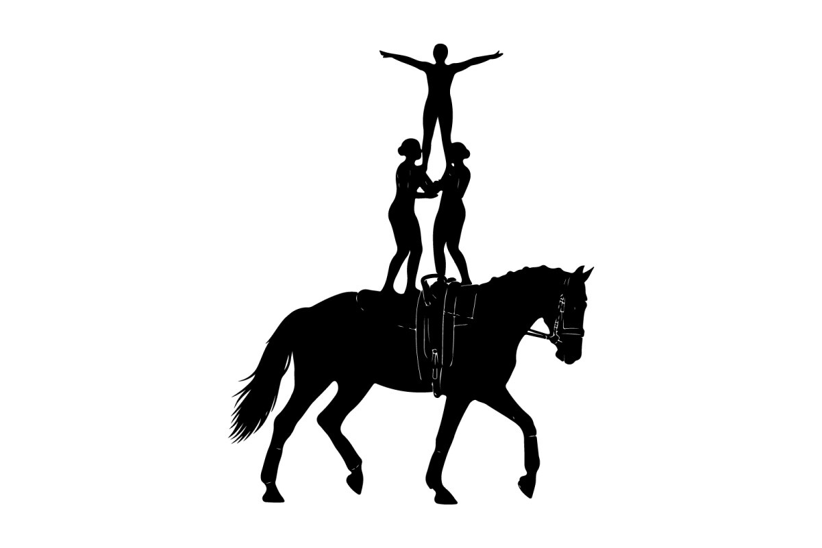 Silhouette of Acrobat Balancing on Horse Graphic by sctchcreations ...