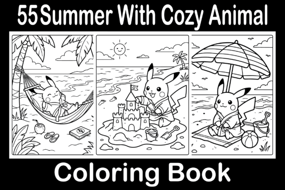 Summer with Cozy Animal Coloring Book Graphic by Creative Line Art ...