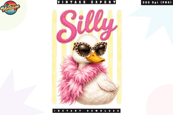 Trendy Duck with Leopard Glasses PNG Graphic by Vintage Expert ...