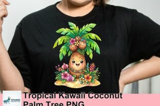 Tropical Kawaii Coconut Palm Tree PNG Graphic by StudioDigitalStore ...