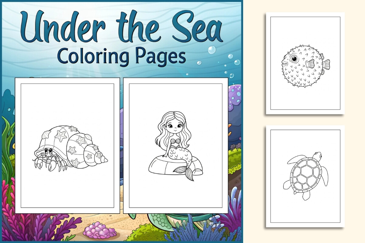 Under the Sea Coloring Pages for Kids Graphic by TheStudyKits ...