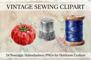 Vintage Sewing Clipart Haberdashery PNG Graphic by imperfectirissio ...