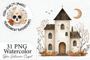 Watercolor Boho Halloween Clipart Graphic by Artoya · Creative Fabrica