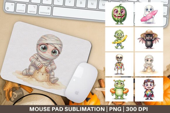 Watercolor Coastal Halloween Mouse Pad Graphic by Artnoy · Creative Fabrica