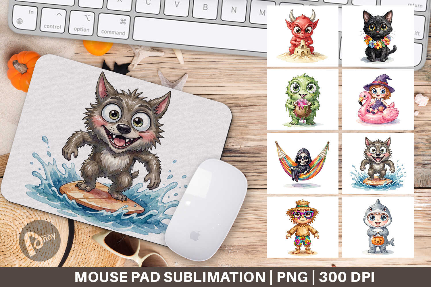 Watercolor Tropical Halloween Mouse Pad Graphic by Artnoy · Creative ...