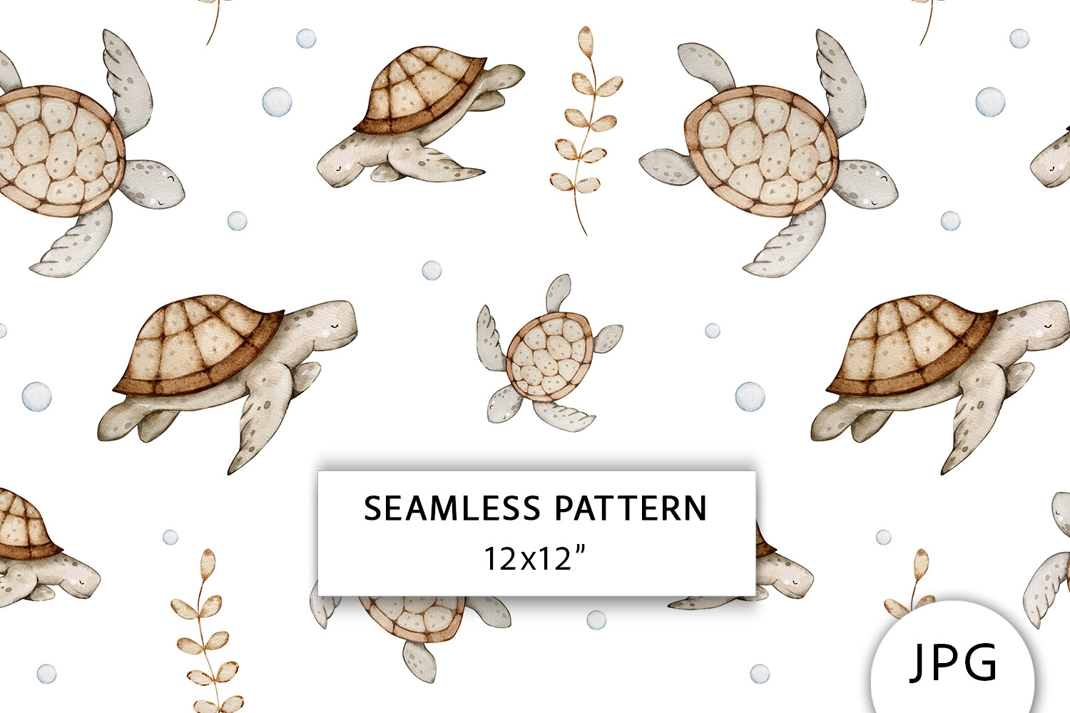 Watercolor Turtle Seamless Pattern Graphic by Svetlana · Creative Fabrica