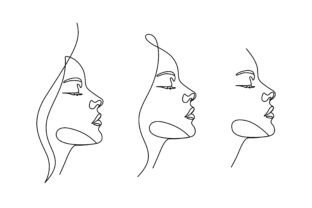 Woman Face Continuous Line Set Graphic by subujayd · Creative Fabrica