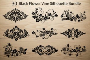 30 Black Flower Vine Silhouette Bundle Graphic by GFX_creative ...