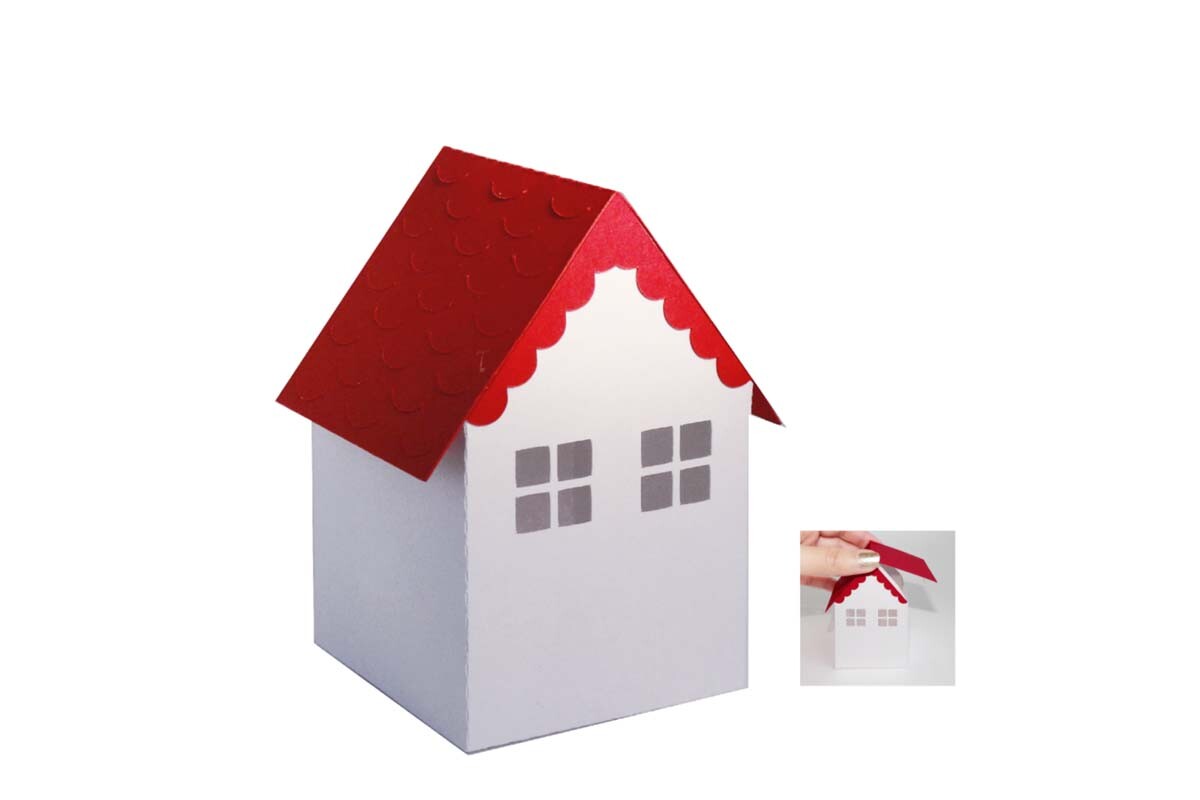 3D House Shaped Paper Favor Box SVG · Creative Fabrica